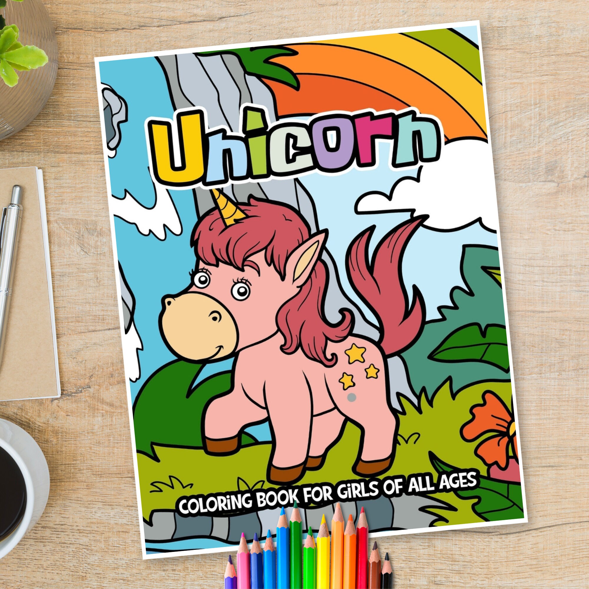 Unicorn Coloring Book for Girls of All Ages | Cute 60 Digital Coloring ...