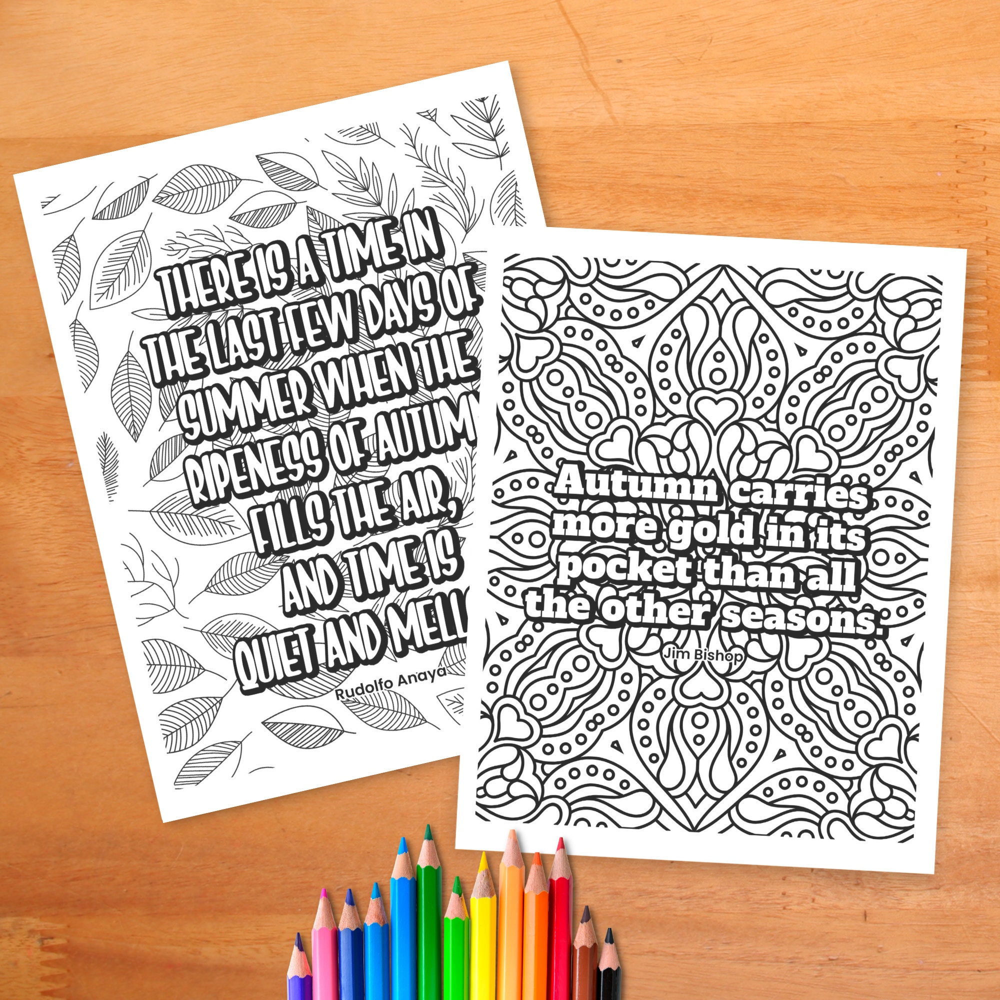 Large Print Quotes Relaxing Coloring Book Autumn for Adults | Cute 55 ...