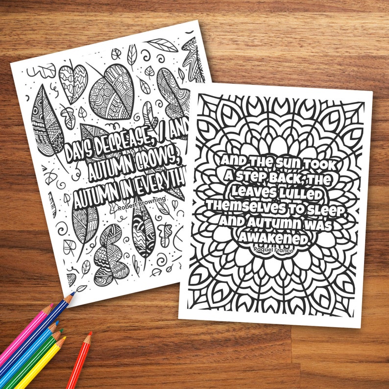 Large Print Quotes Relaxing Coloring Book Autumn for Adults | Cute 55 ...