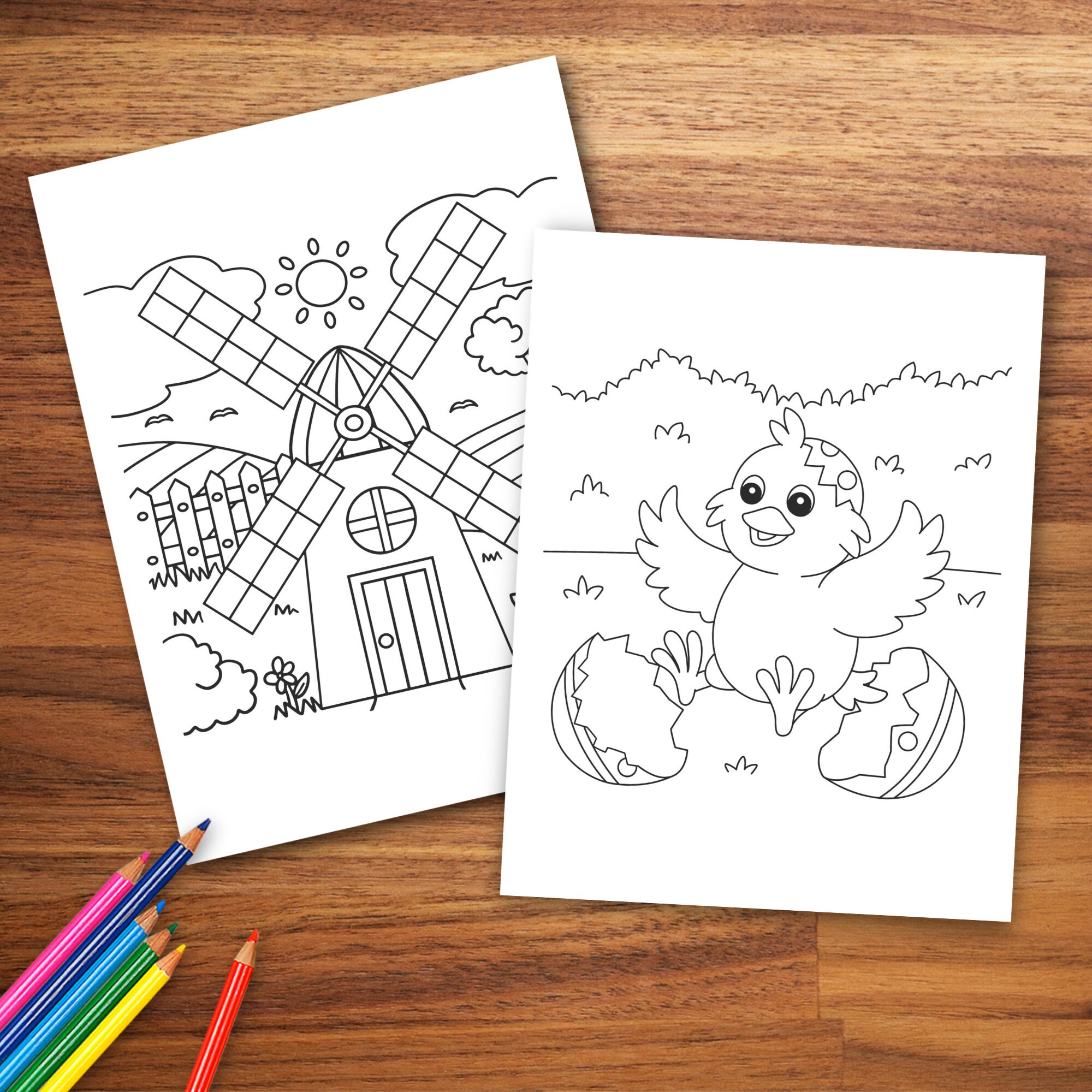 Farm Animals Coloring Book for Adults Relaxation Cute 60 Digital ...