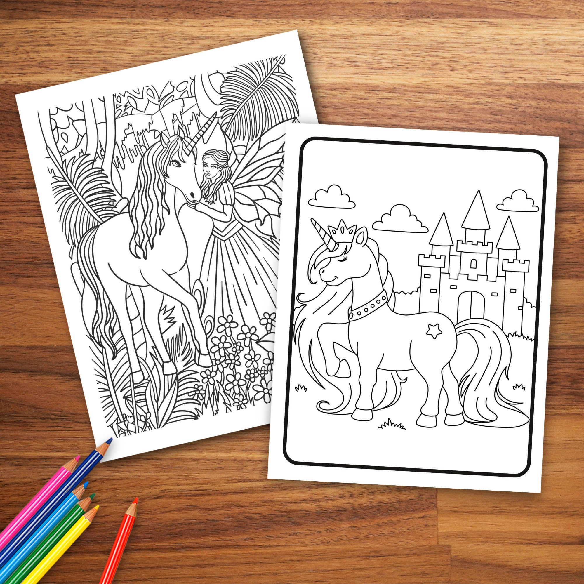 Cute Unicorn Coloring Book for Girls and Kids Cute 60 Digital Coloring ...