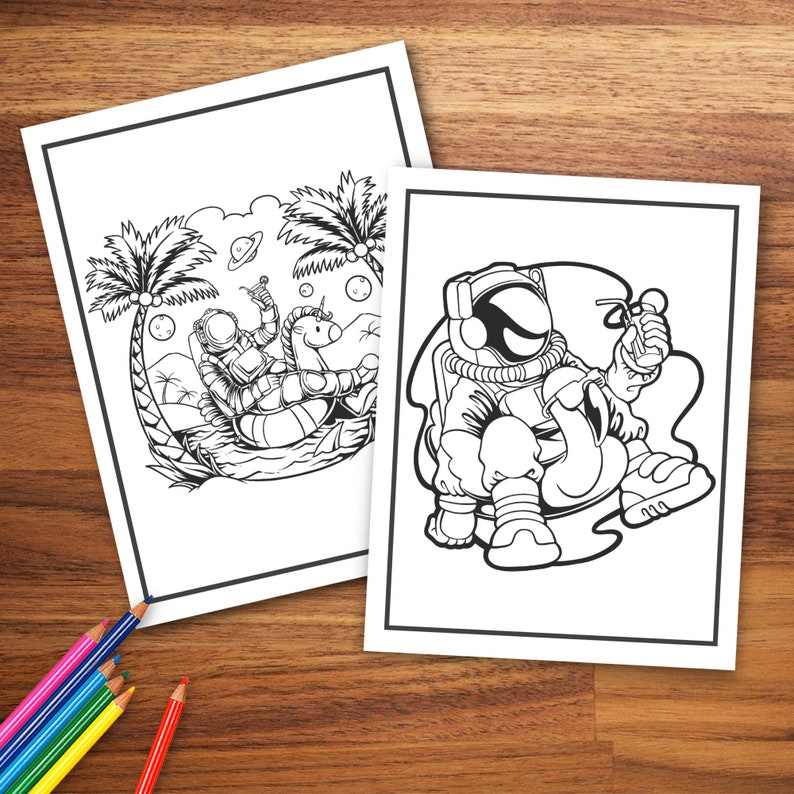 Space Coloring Book With Rockets, Planets & Astronauts for Kids | Cute ...