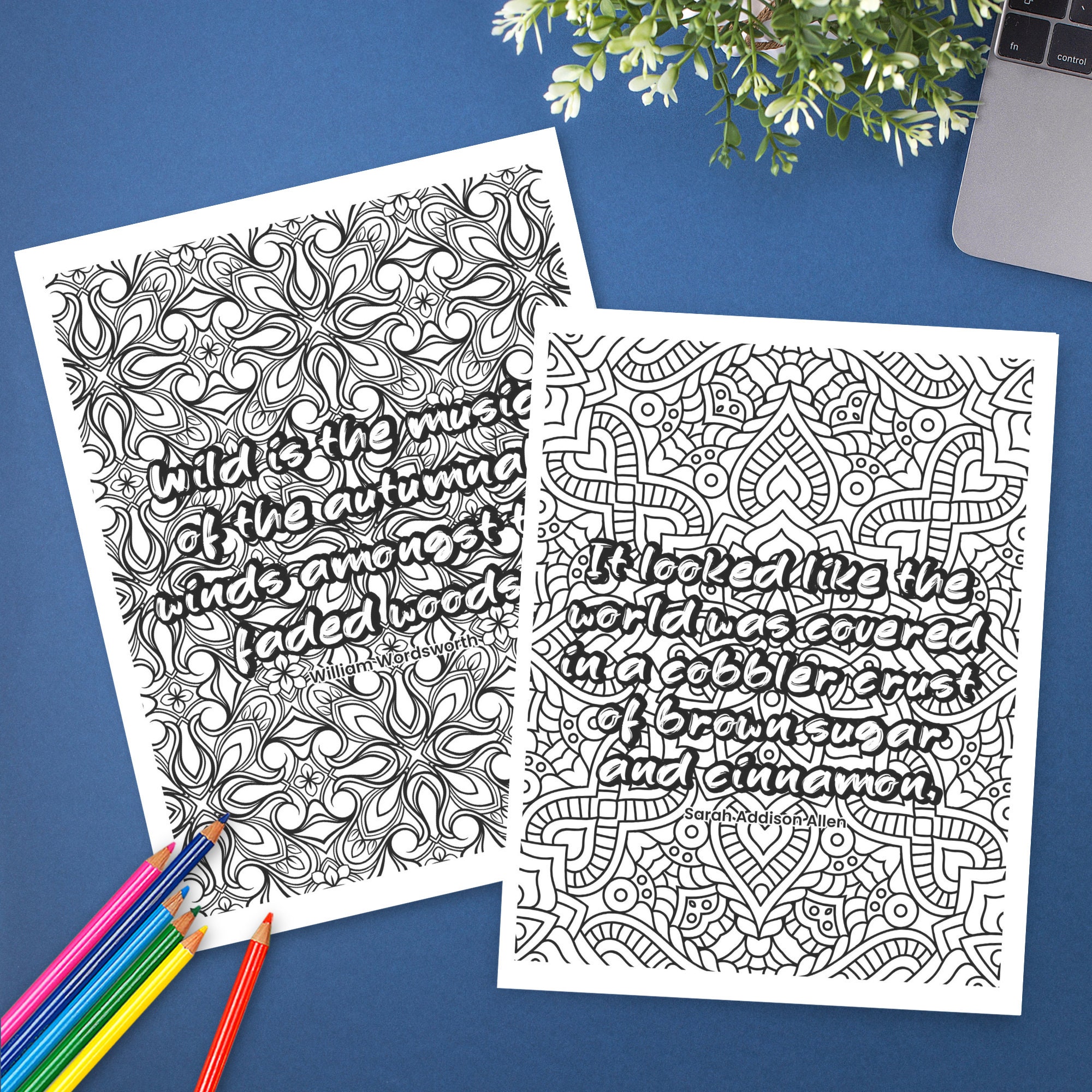 Large Print Quotes Relaxing Coloring Book Autumn for Adults | Cute 55 ...