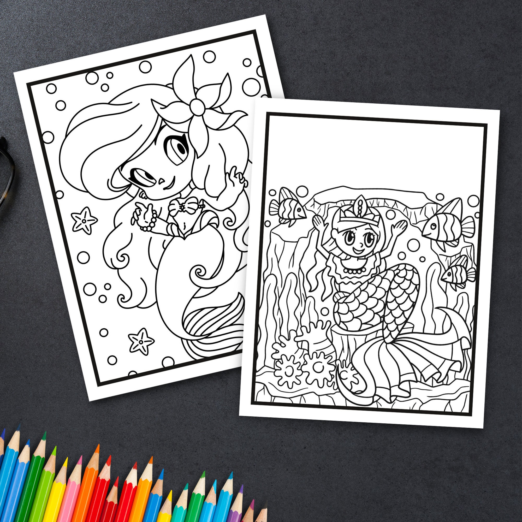My Magical Mermaid Coloring Book for Children | Cute 60 Digital ...