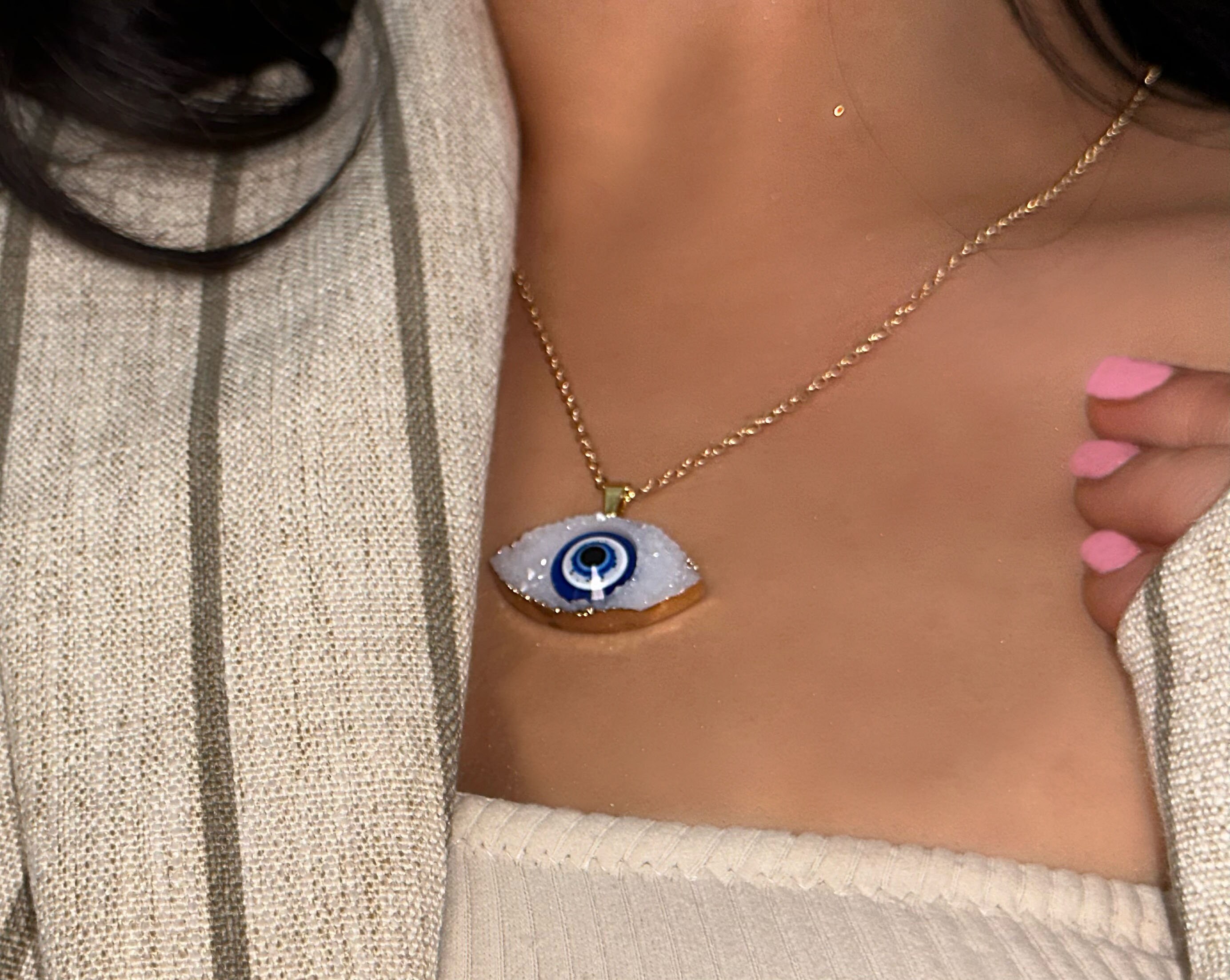 Evil Eye Necklace, Protection Necklace, Evil Eye Charm, Evil Eye ...