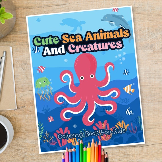 Cute Sea Animals and Creatures Coloring Book for Kids Cute - Etsy
