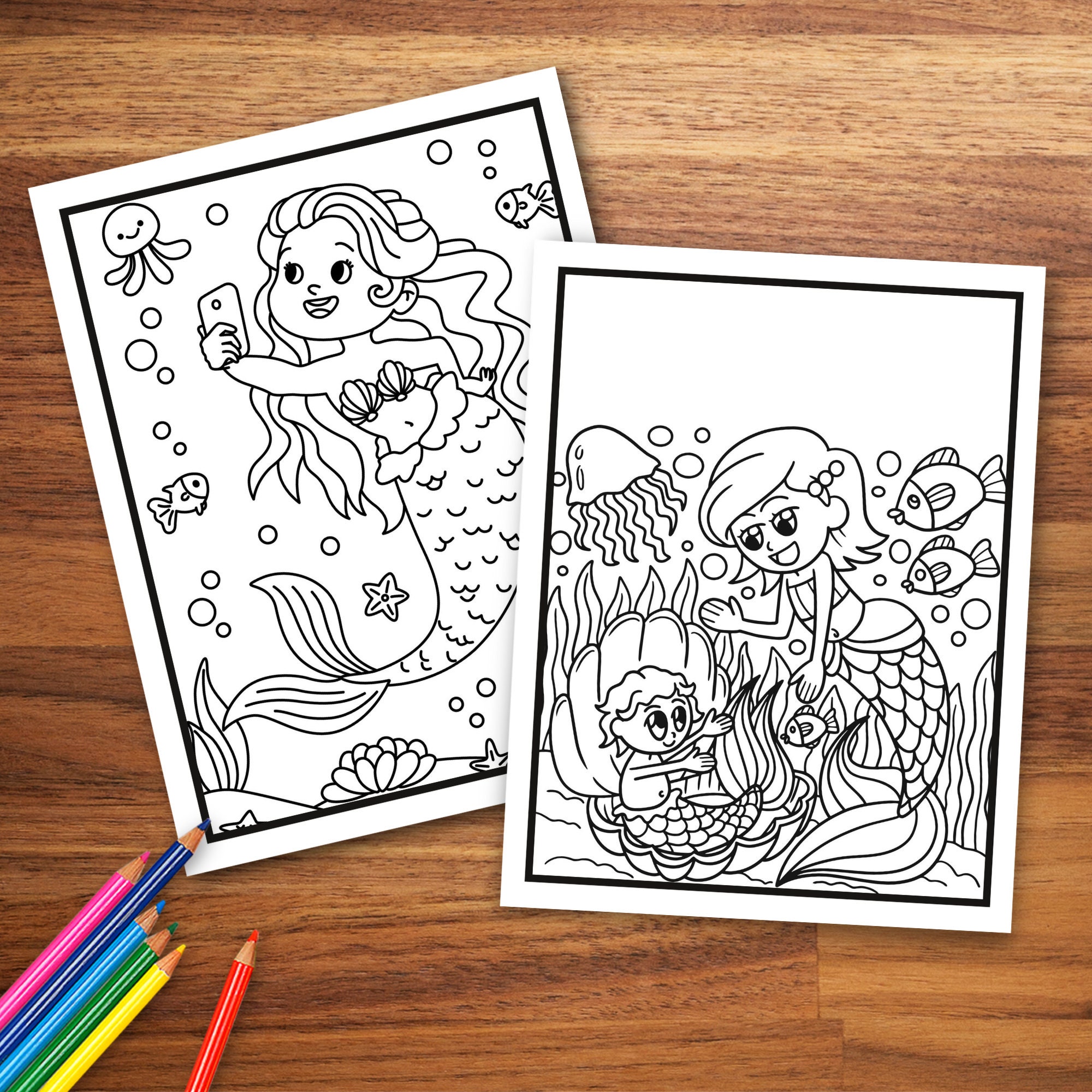 My Magical Mermaid Coloring Book for Children | Cute 60 Digital ...