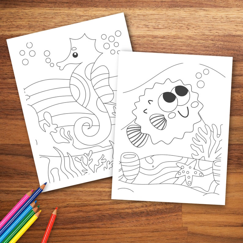 Marine Life and Aquatic Animals Coloring Book for Adults | Cute 60 ...