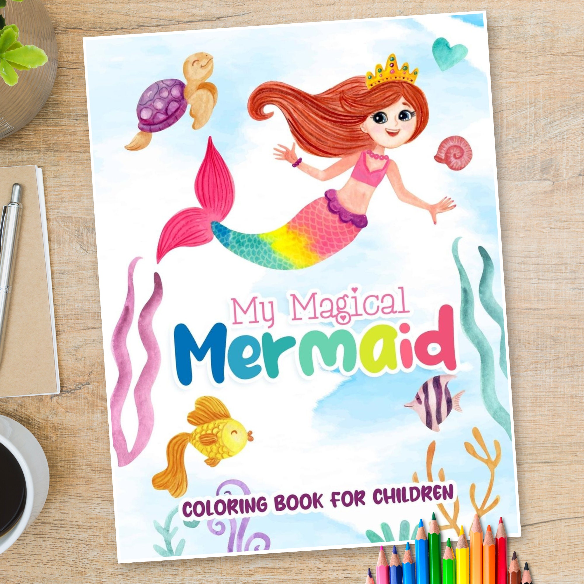 My Magical Mermaid Coloring Book for Children | Cute 60 Digital ...