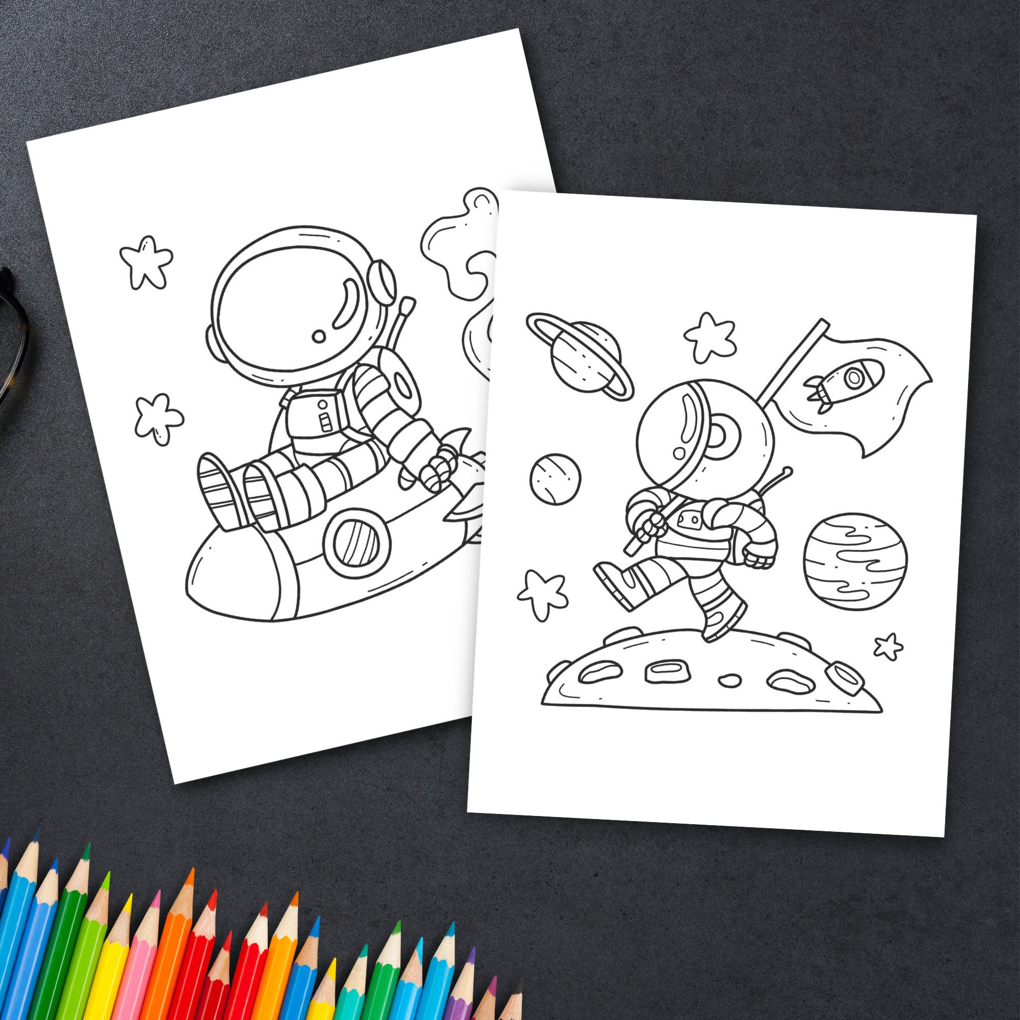 Space and Science Coloring Book for Preschool Kids and Children Cute 60 ...