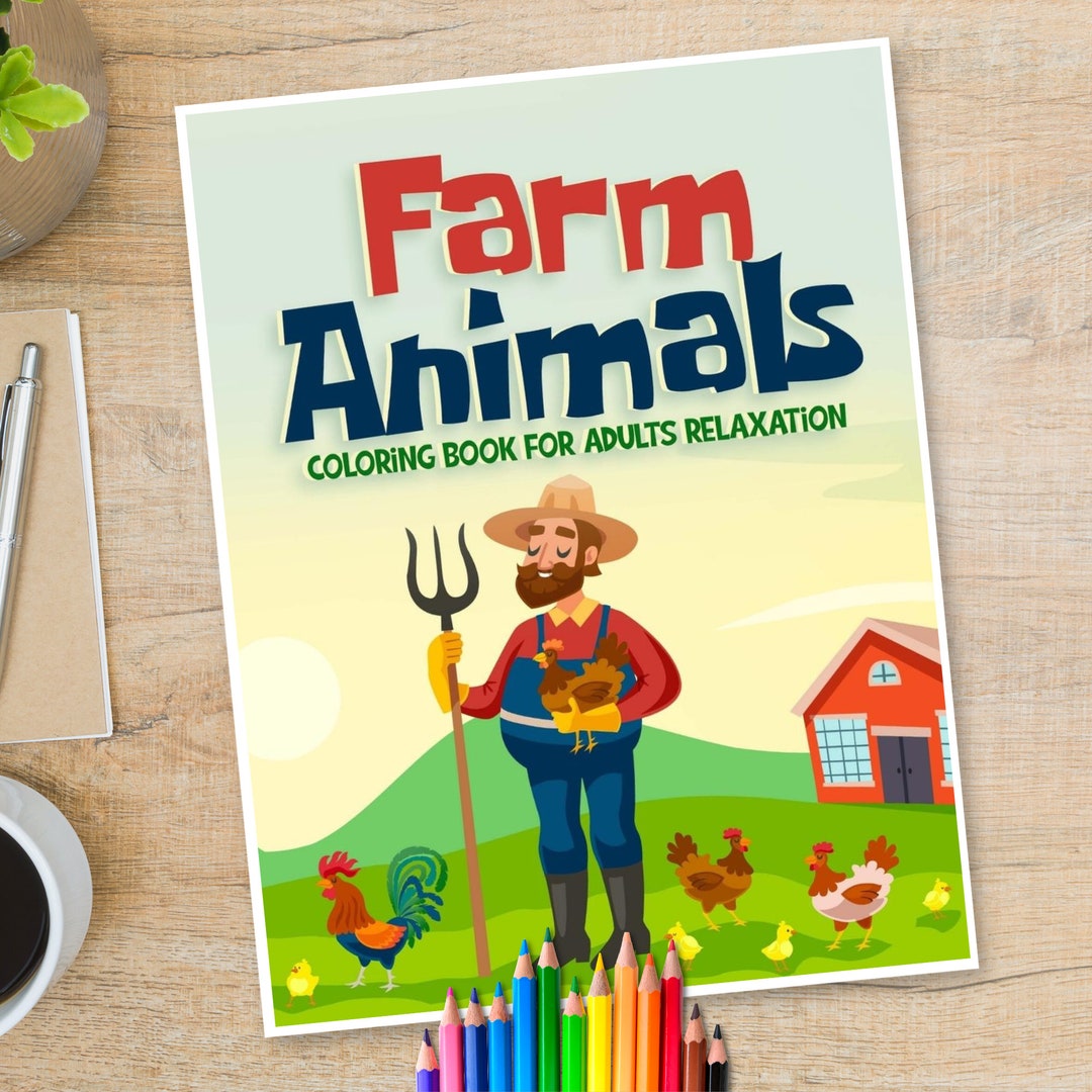 Farm Animals Coloring Book for Adults Relaxation | Cute 60 Digital ...