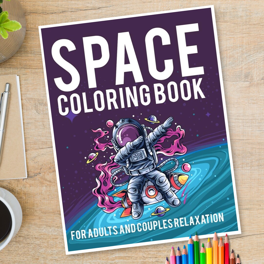 Space Coloring Book for Adults and Couples Relaxation | Cute 60 Digital ...
