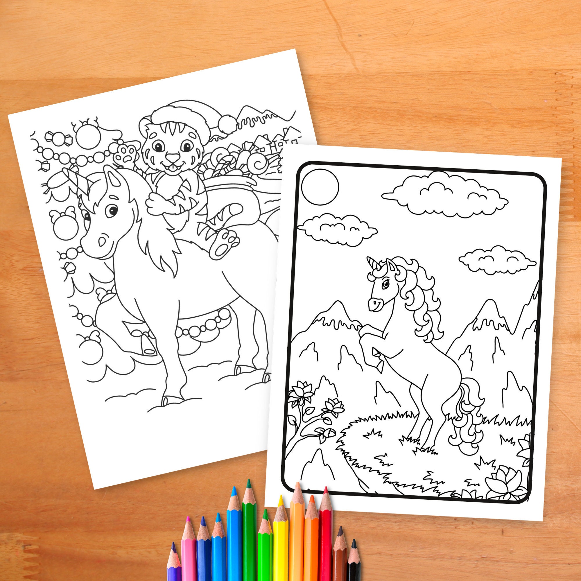 Cute Unicorn Coloring Book for Girls and Kids Cute 60 Digital Coloring ...