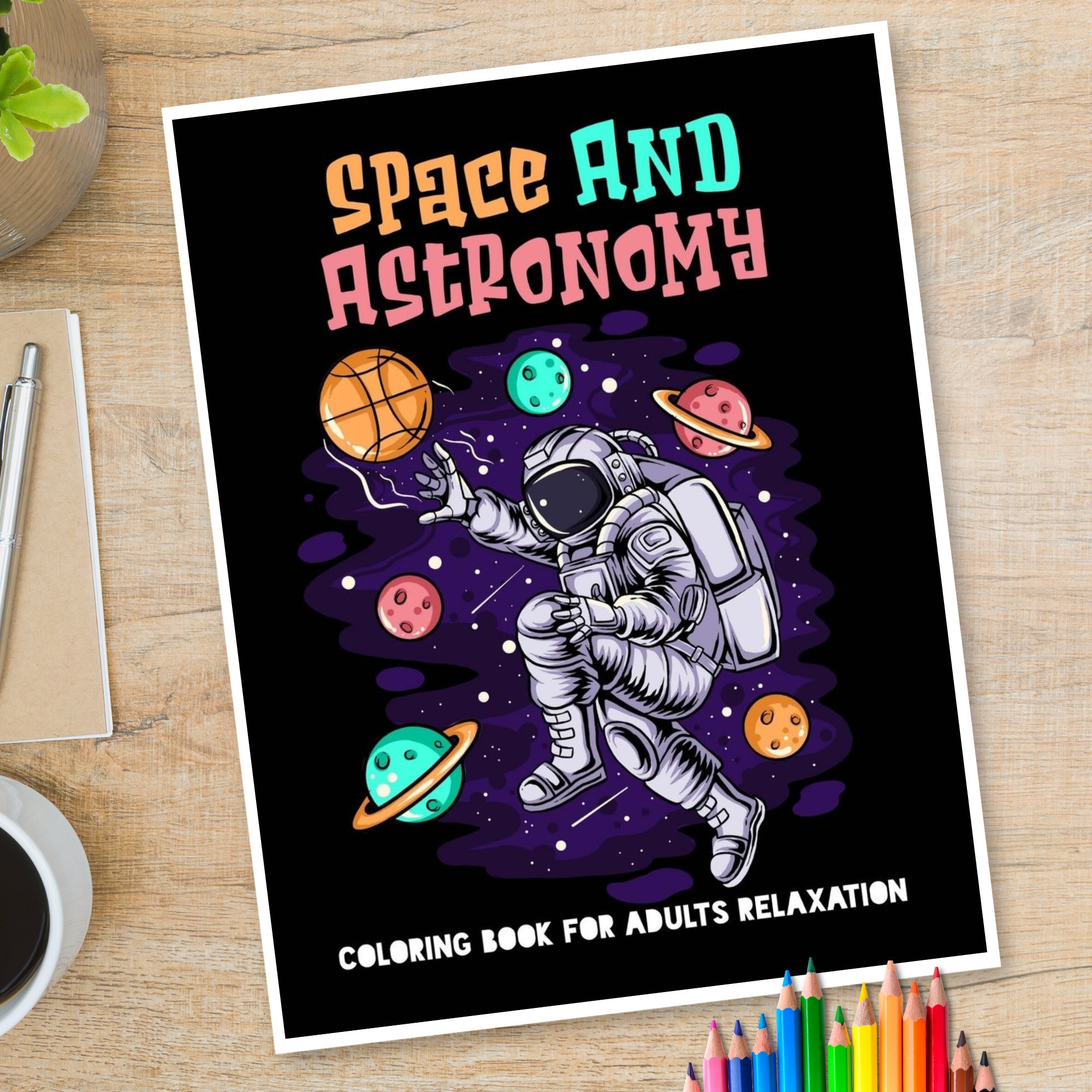 Space and Astronomy Coloring Book for Adults Relaxation | Cute 60 ...