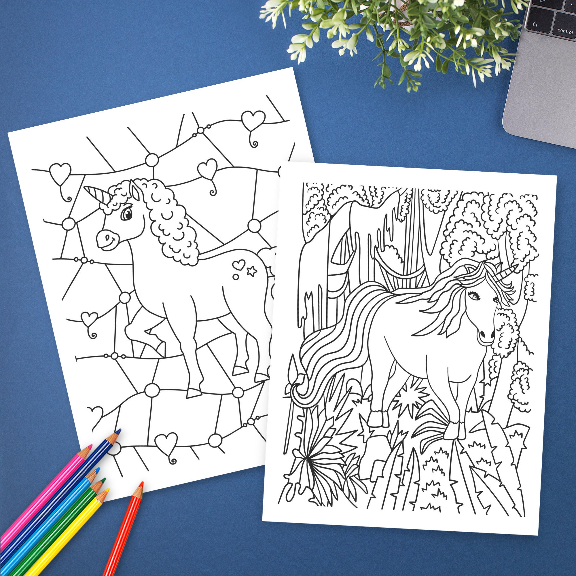 Stress Relieving Unicorn Coloring Book for Adults | Cute 60 Digital ...