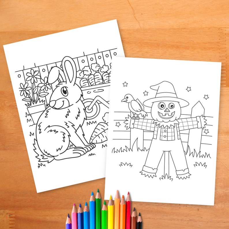 Farm Animals Coloring Book for Adults Relaxation Cute 60 Digital ...