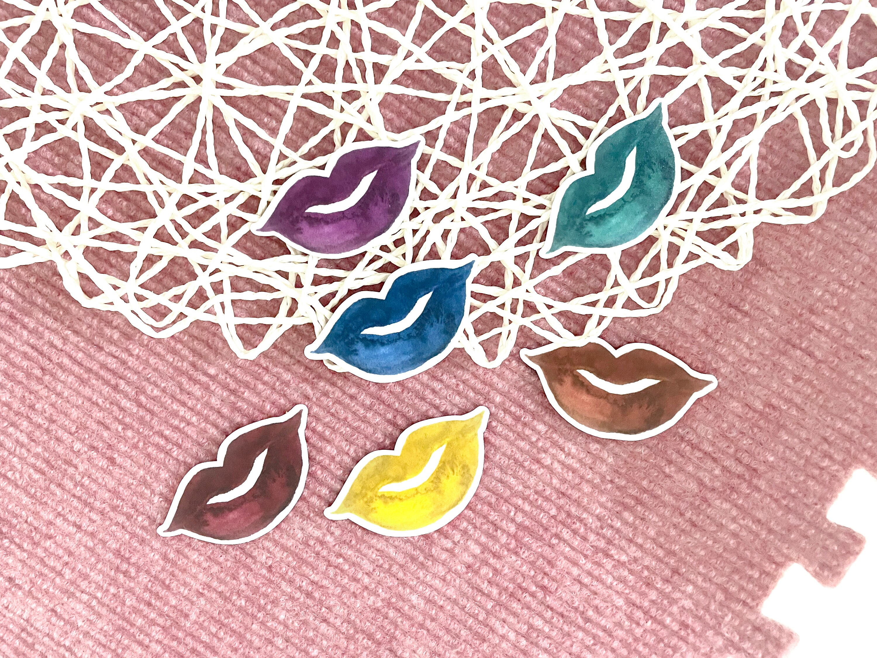 Lips 2w X 1.25h, Set of 6, Big Stickers, Tumbler Sticker, Laptop ...