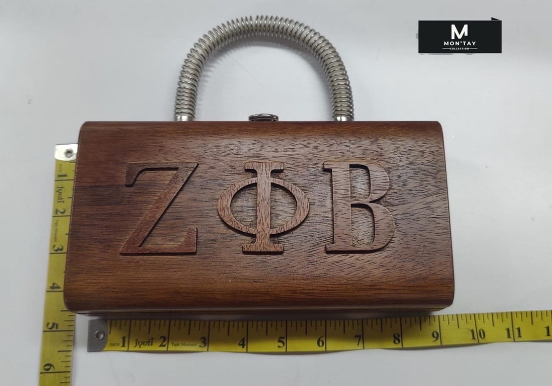 Zeta Phi Beta Sorority Wood Handbag With Chain Strap - Etsy