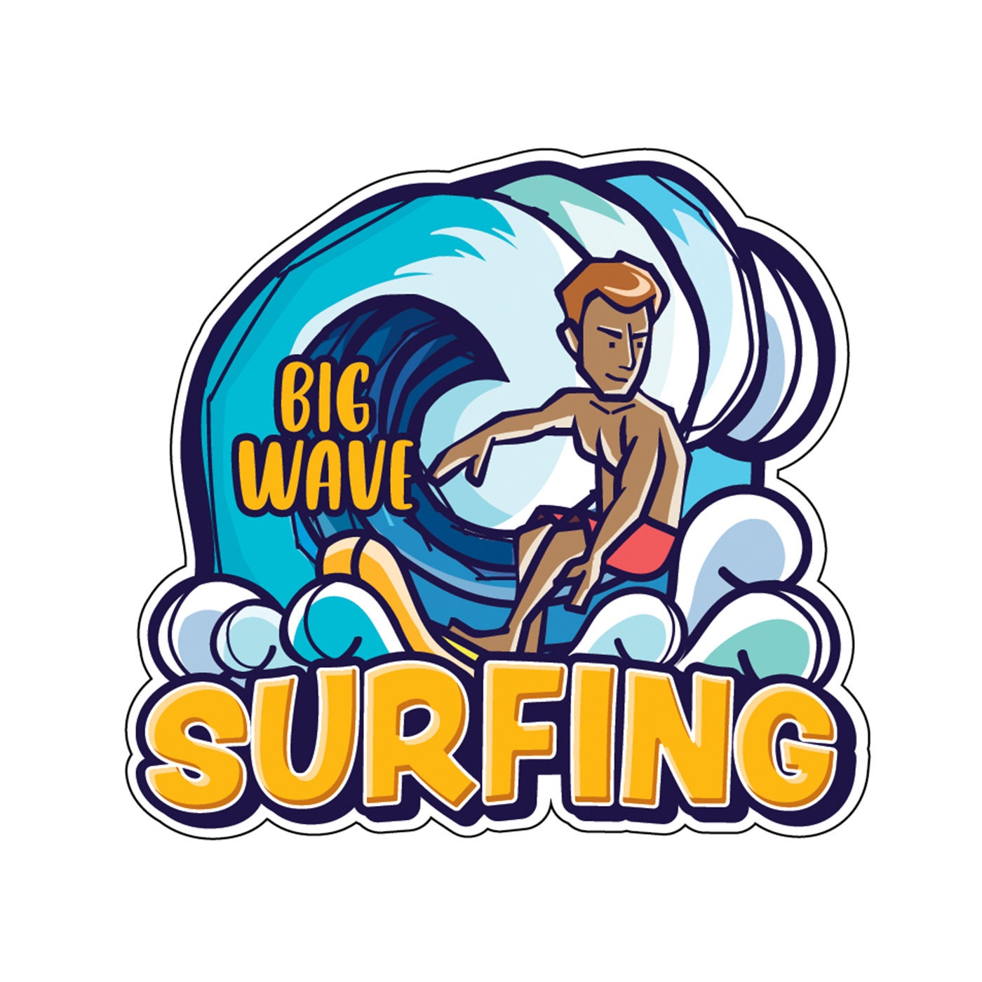 The Big Wave Surfing Vinyl Sticker | Etsy