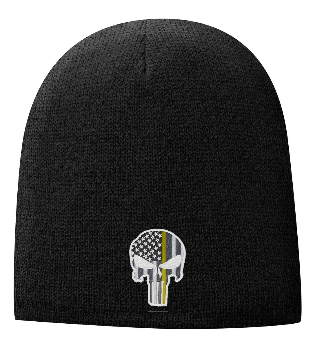 Thin YELLOW Line SKULL Tattered American Flag Tow Truck Driver Fold ...