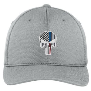 Thin Blue Red Line Punisher Skull American Flag Flex Fit Baseball Cap ...