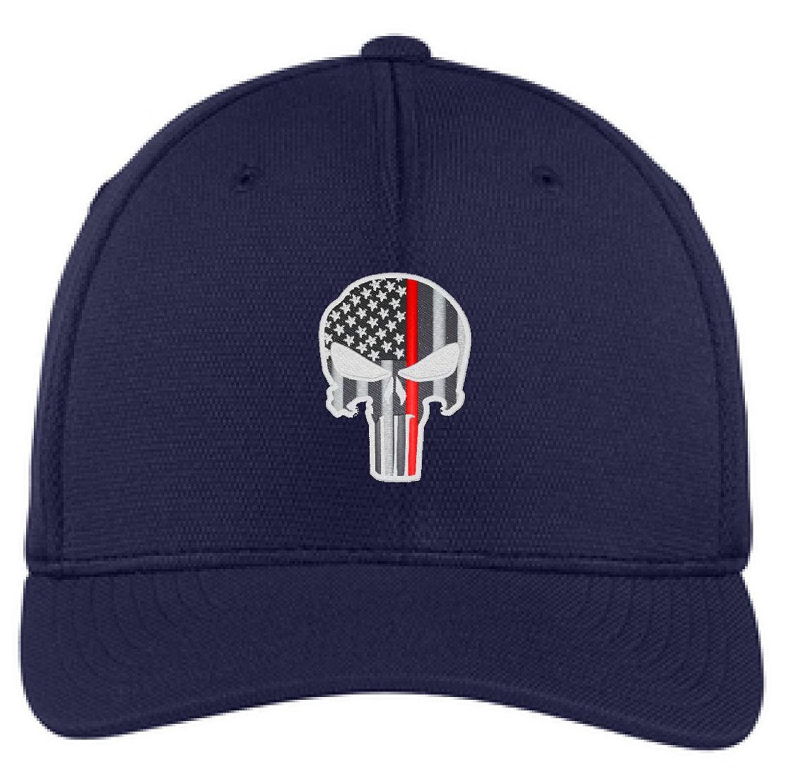 Thin Red Line Punisher Skull American Flag Flex Fit Distressed Baseball ...