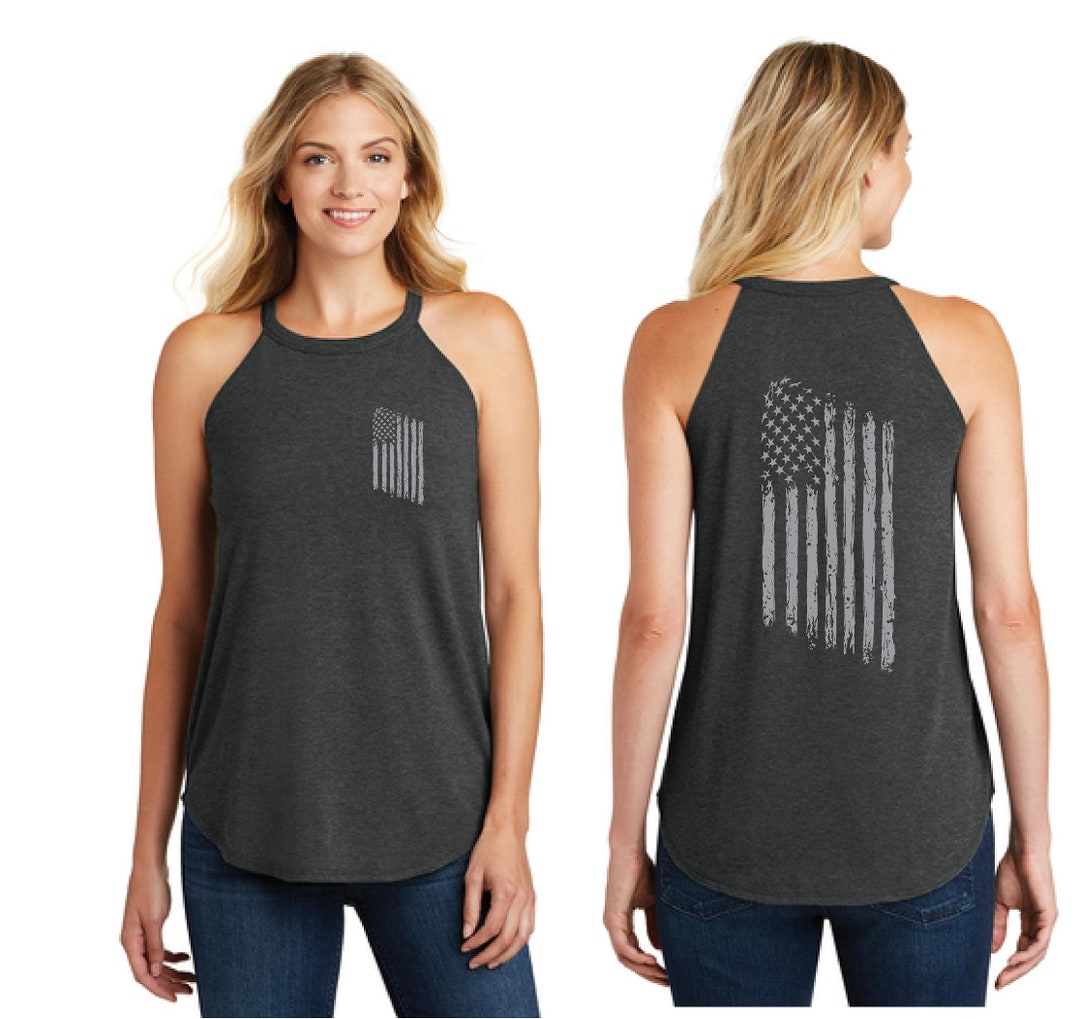 Women's Subdued Tactical Tattered American Flag United States of ...