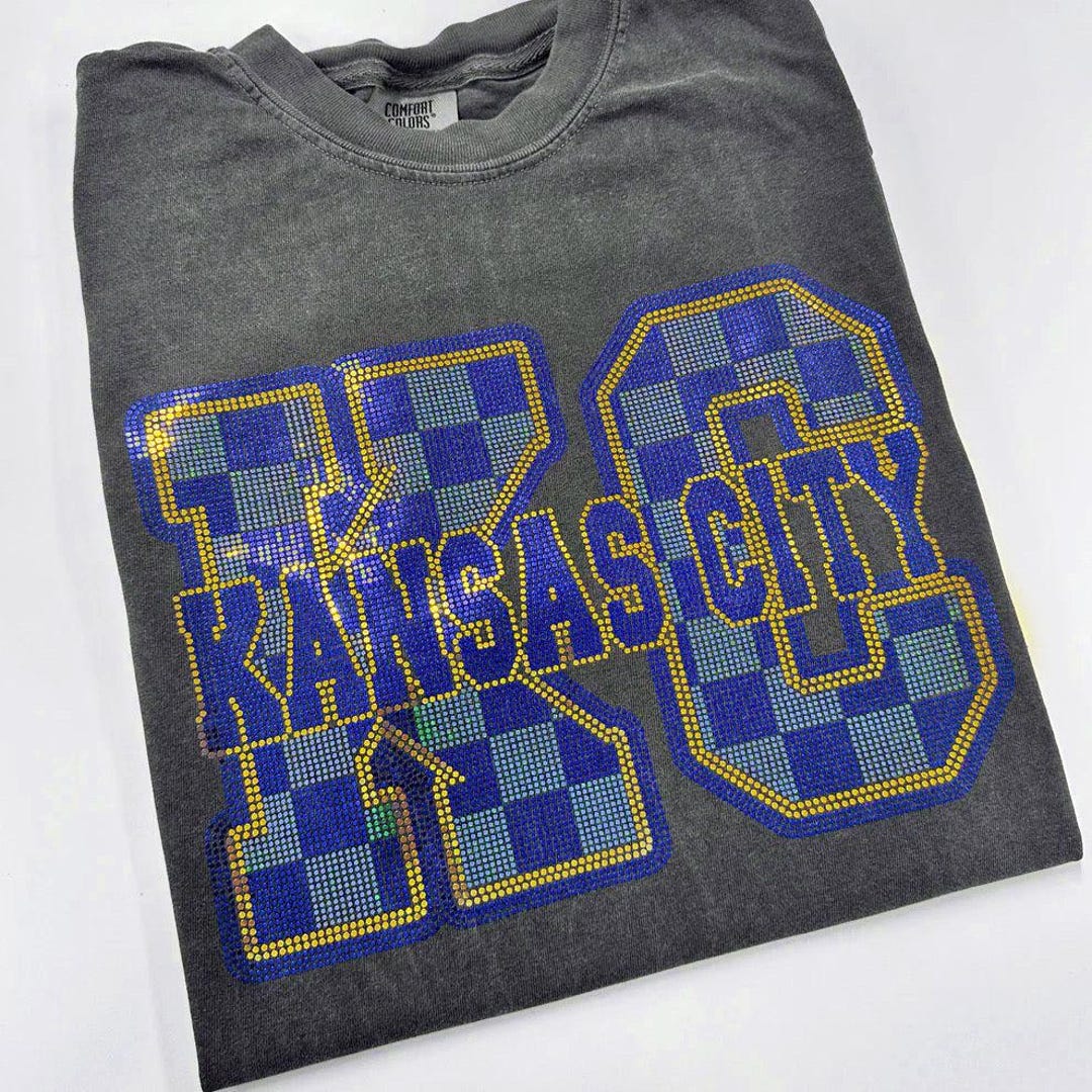 Spangle Transfer - Kansas City Baseball Checkered Royal Blue/gold - Etsy
