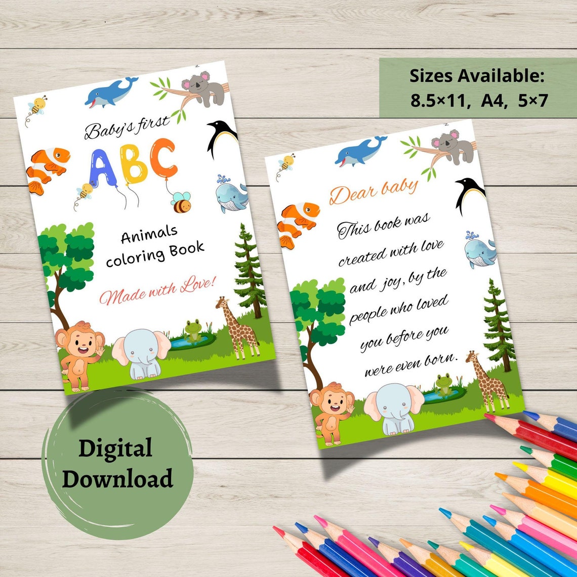 Baby First ABC Book - Alphabet Coloring Pages, Baby Shower Activity ...