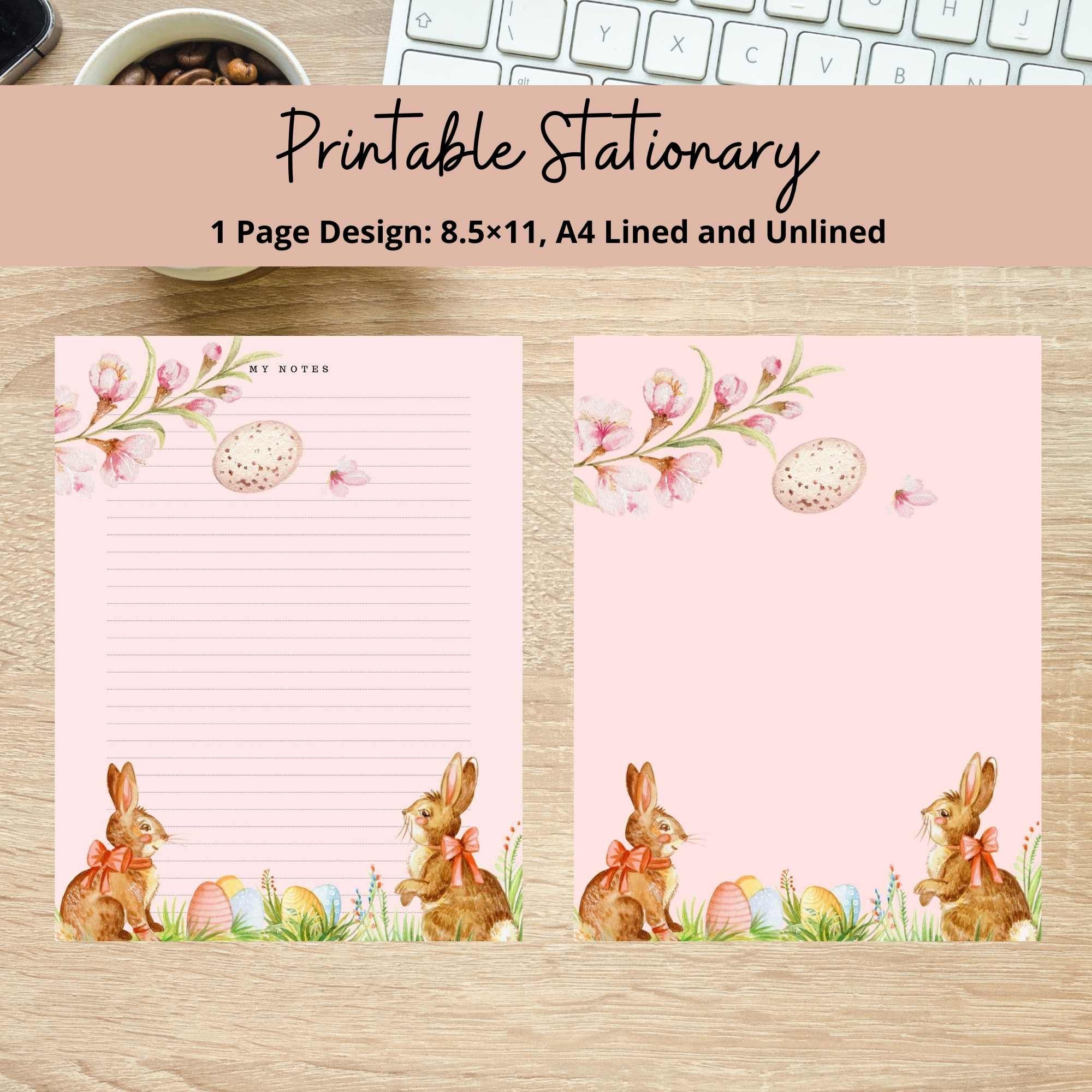 Easter Printable Stationery, Easter Writing Pad, Easter Bunny Writing ...