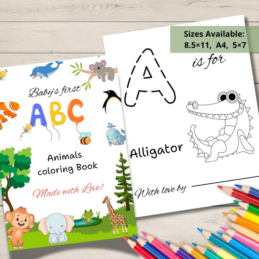 Baby First ABC Book Alphabet Coloring Pages, Baby Shower Activity ...