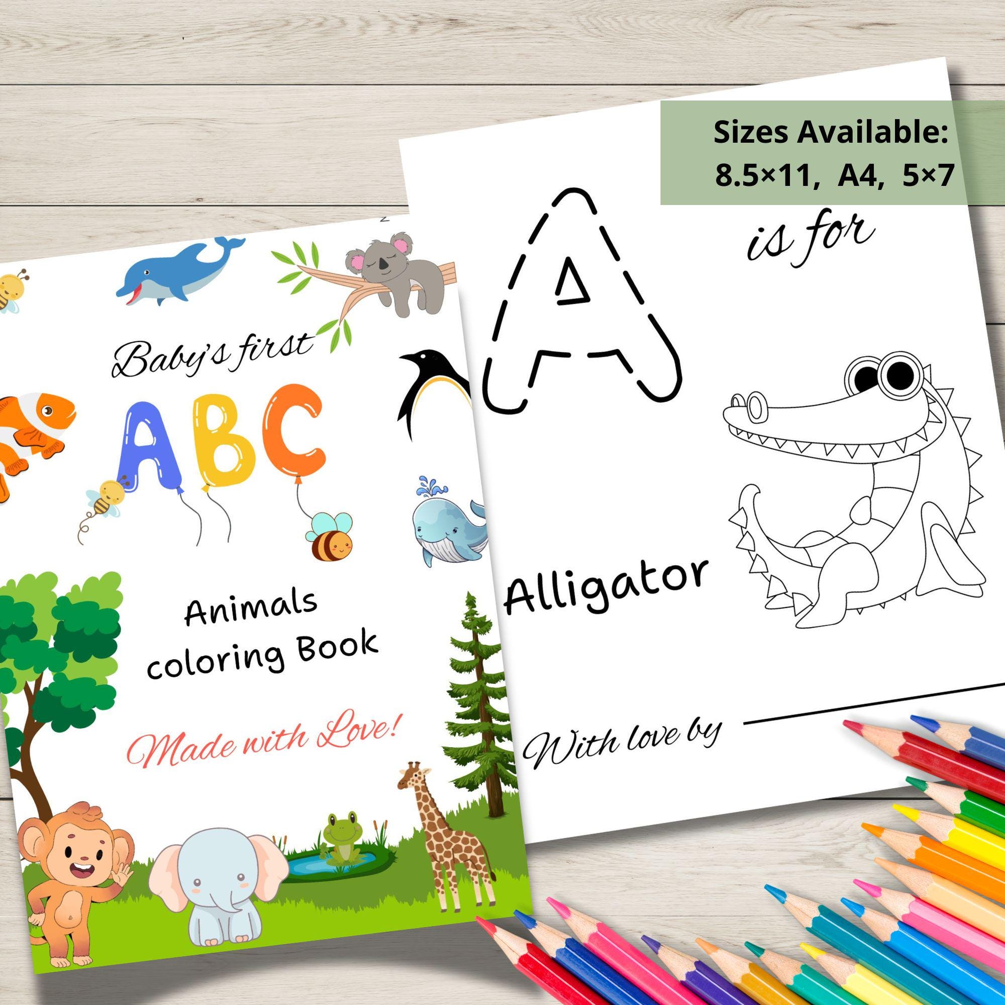 Baby First ABC Book - Alphabet Coloring Pages, Baby Shower Activity ...