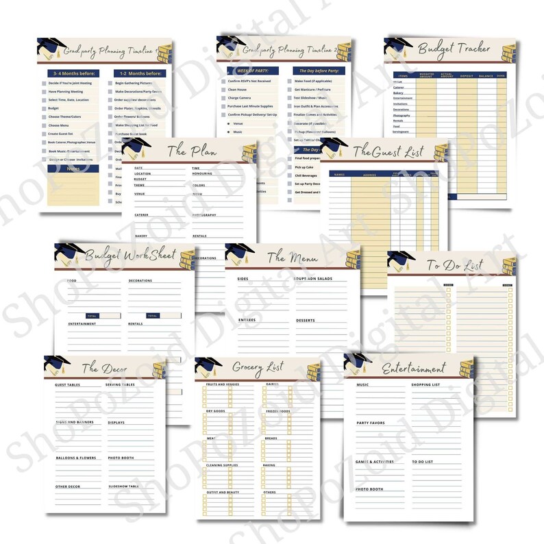 Graduation Party Planner + Party Games Bundle + Invitation and Thank ...