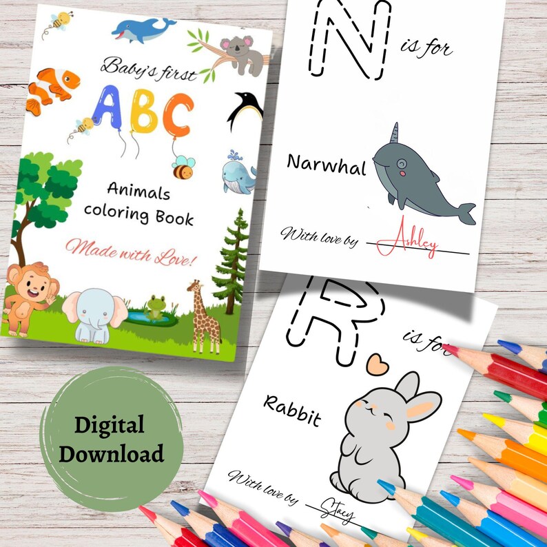 Baby First ABC Book - Alphabet Coloring Pages, Baby Shower Activity ...