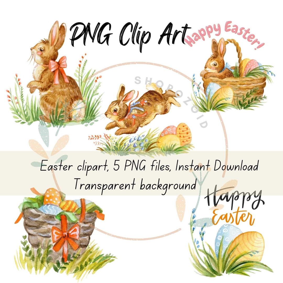 Easter Bunny PNG Clipart, Easter Clipart Bundle, Spring Bunny Clipart ...
