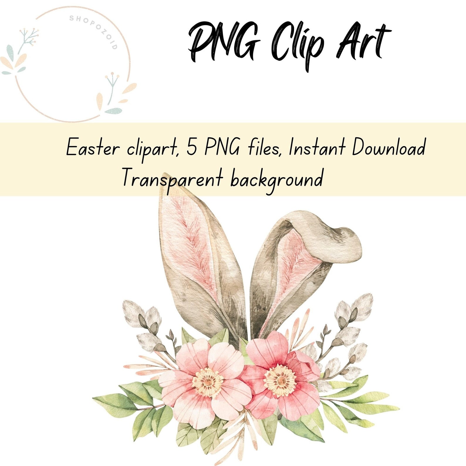 Easter Bunny Ear Digital Download, Happy Easter Cute Clip Art - Etsy