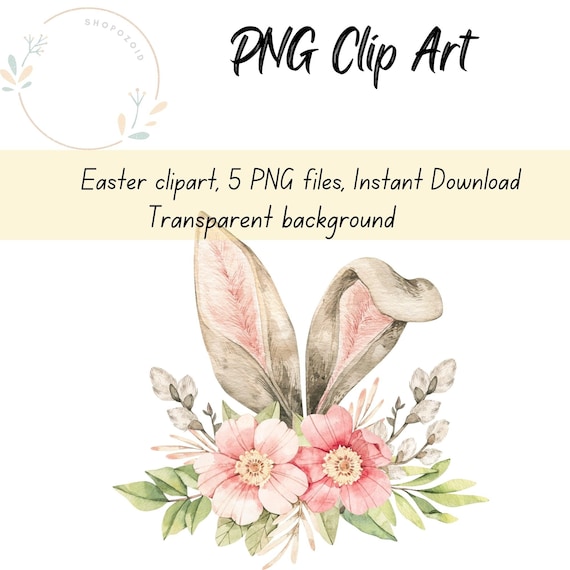 Easter Bunny Ear Digital Download Happy Easter Cute Clip Art | Etsy