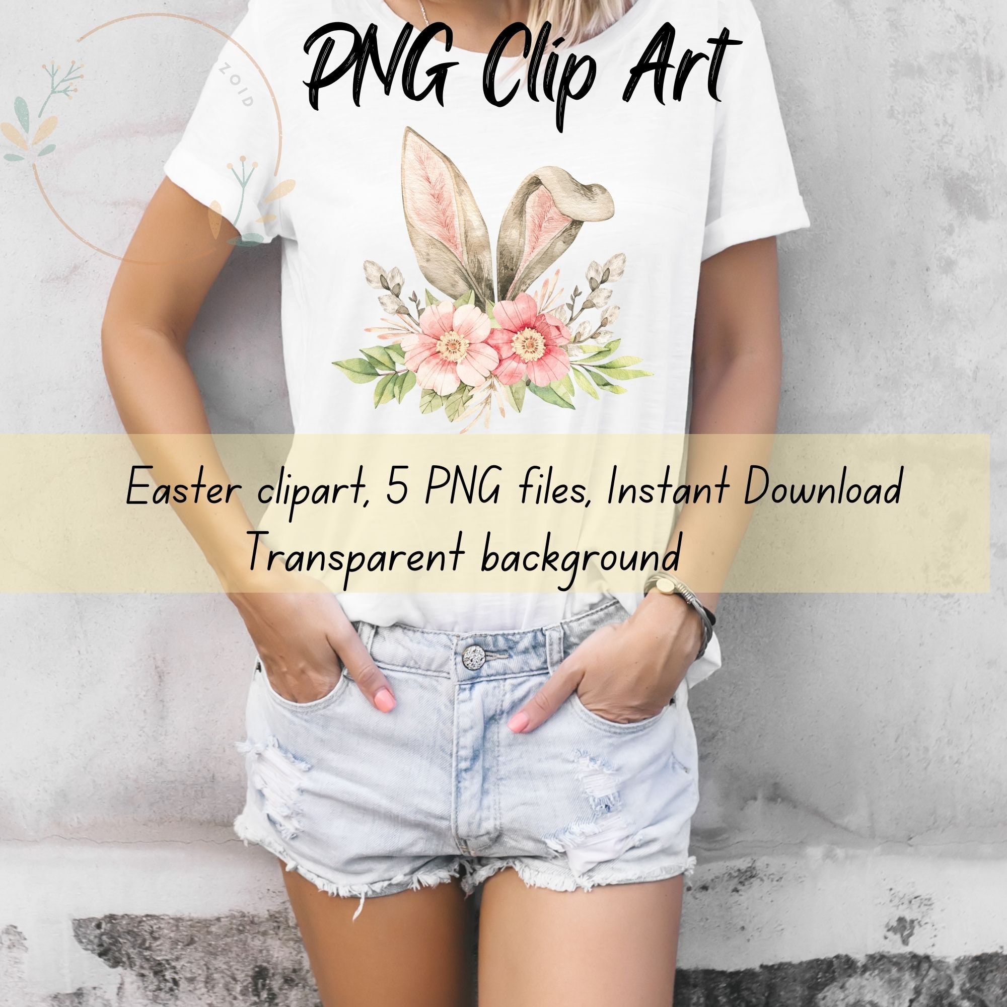 Easter Bunny Ear Digital Download, Happy Easter Cute Clip Art - Etsy