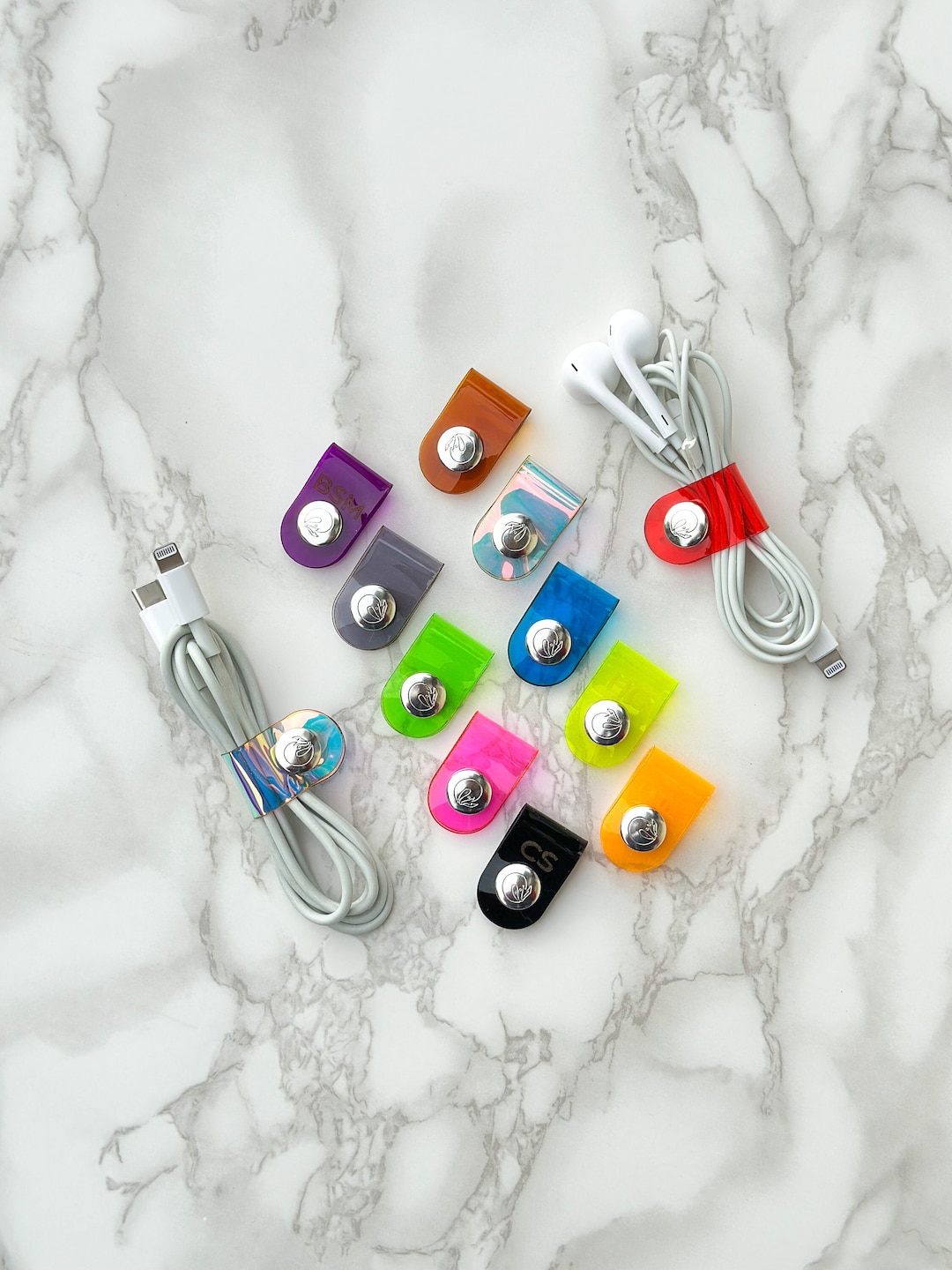 Personalized Earbud Organizer, Earbud Holder, Cable Clips, Cord Holder ...