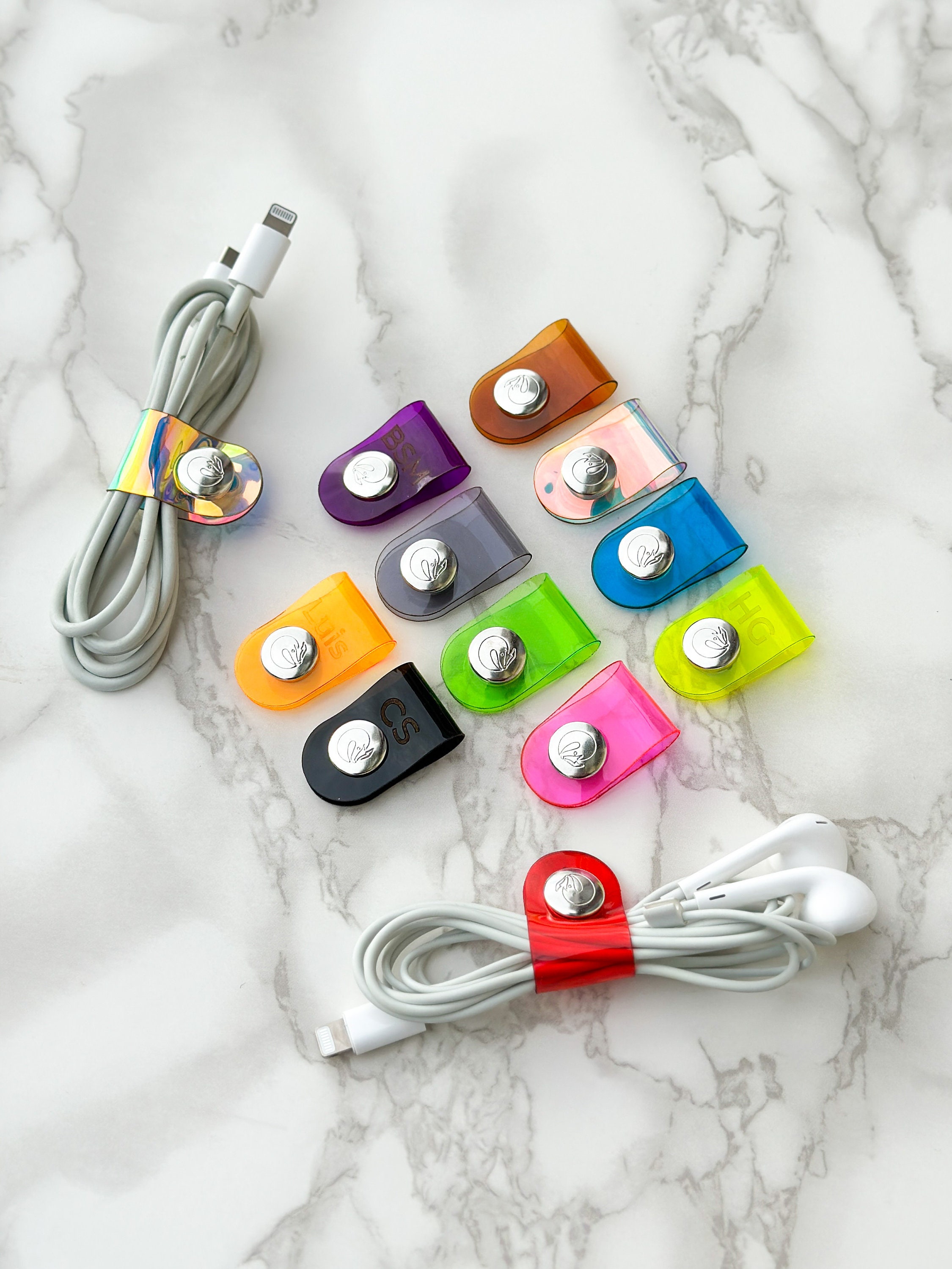 Personalized Earbud Organizer, Earbud Holder, Cable Clips, Cord Holder ...