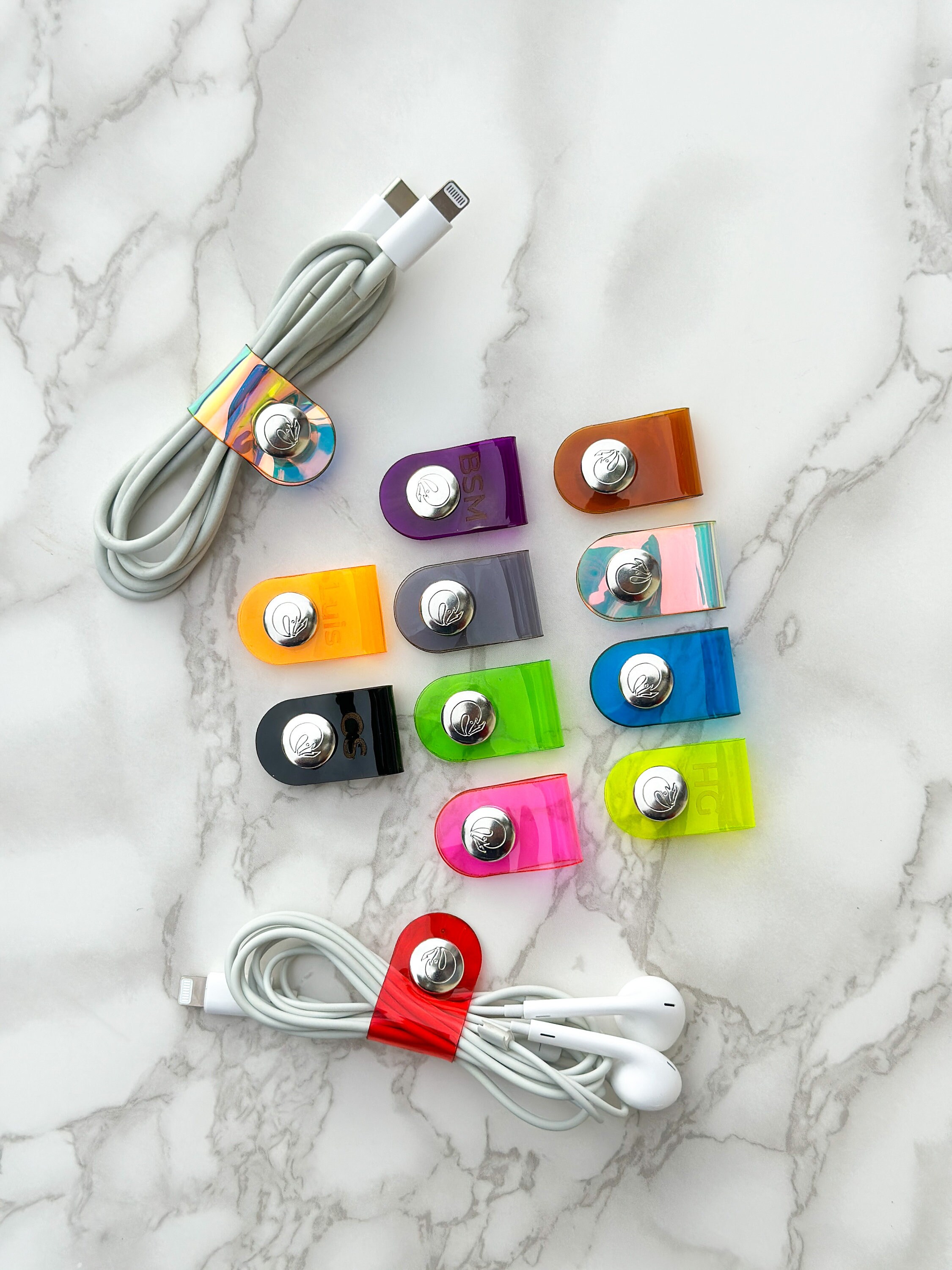 Personalized Earbud Organizer, Earbud Holder, Cable Clips, Cord Holder ...