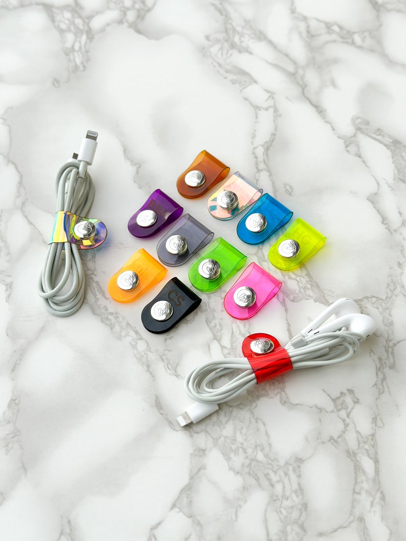 Personalized Earbud Organizer, Earbud Holder, Cable Clips, Cord Holder ...