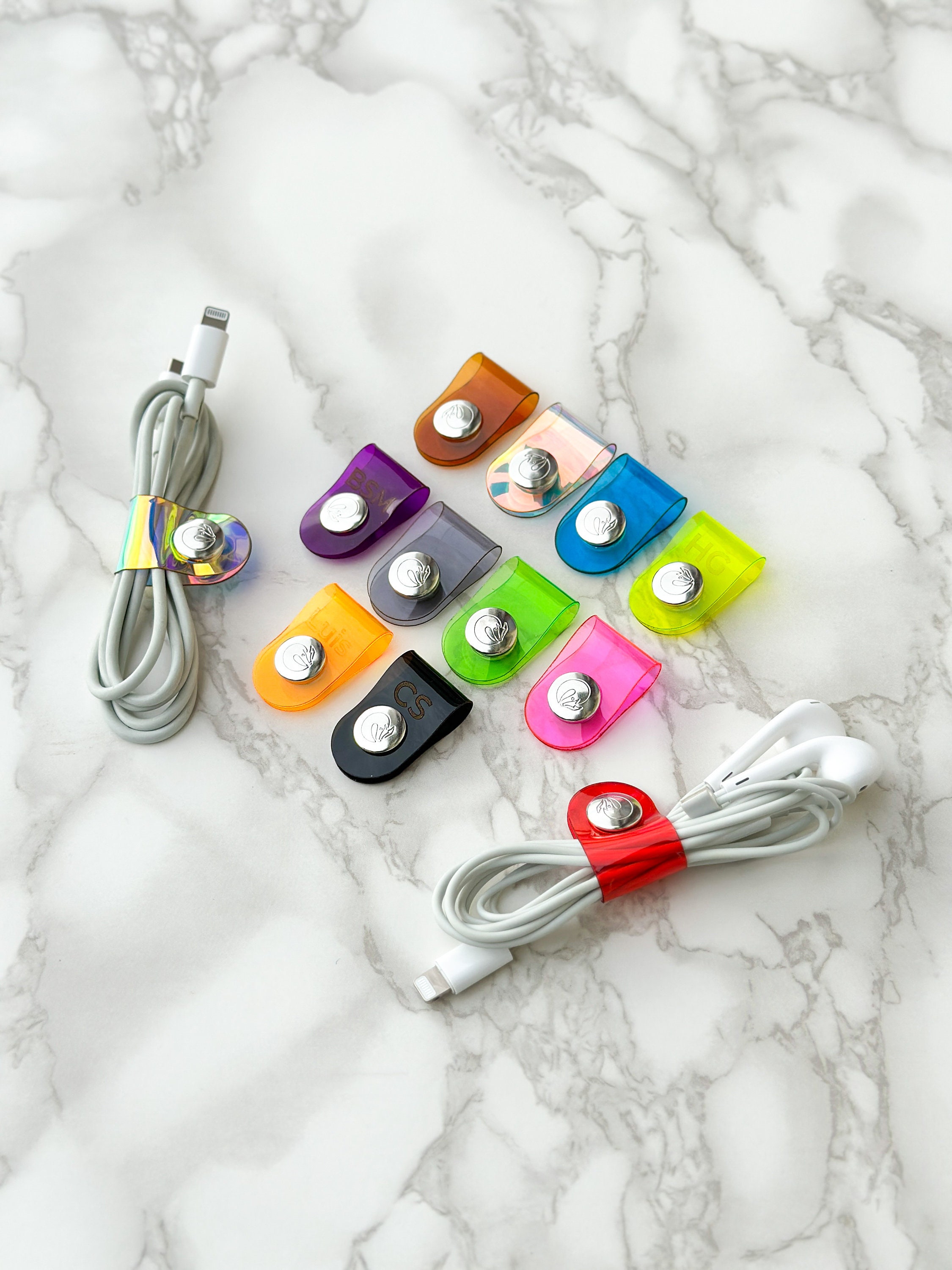 Personalized Earbud Organizer, Earbud Holder, Cable Clips, Cord Holder ...