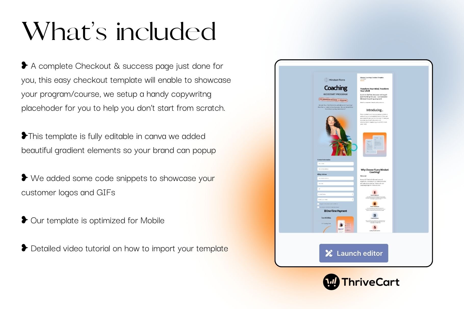 Thrivecart Checkout Template - Flora_checkout Page, Success Page ...