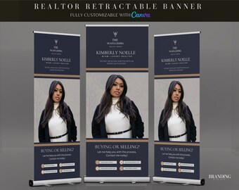 DIY Real Estate Agent Retractable Banner Template, Realtor Roll up ...