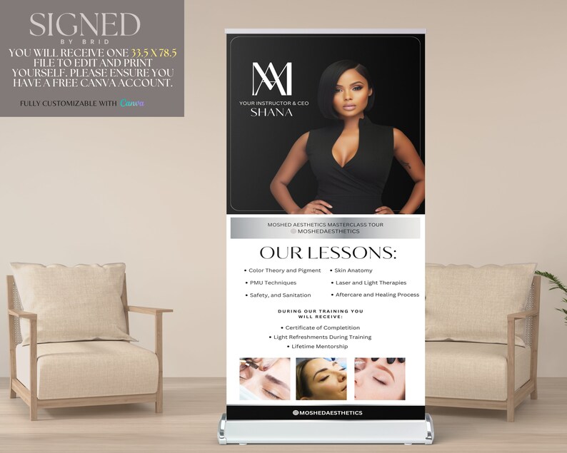 DIY PMU Training Class Retractable Banner Template, Medspa Roll up ...