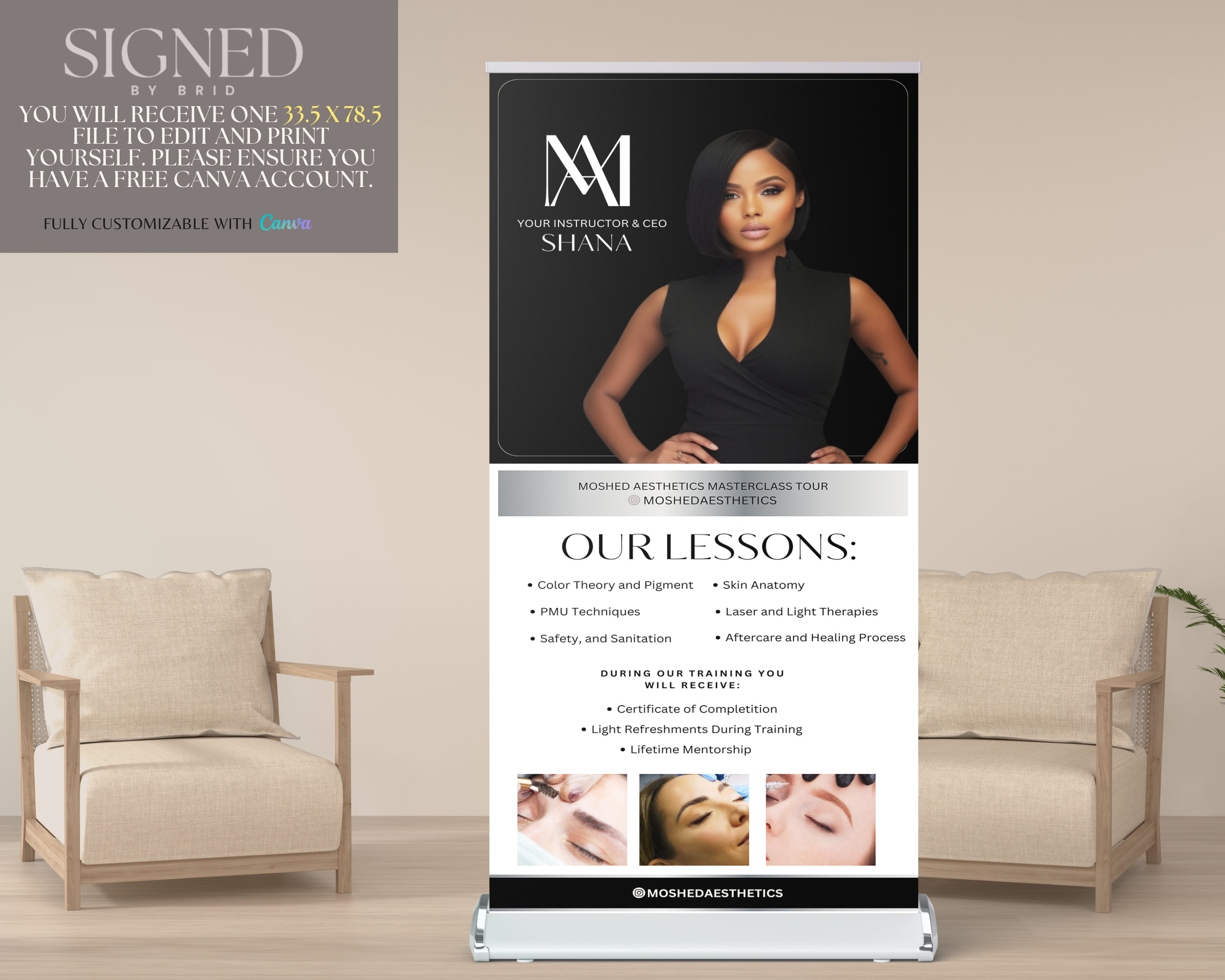 DIY PMU Training Class Retractable Banner Template, Medspa Roll up ...