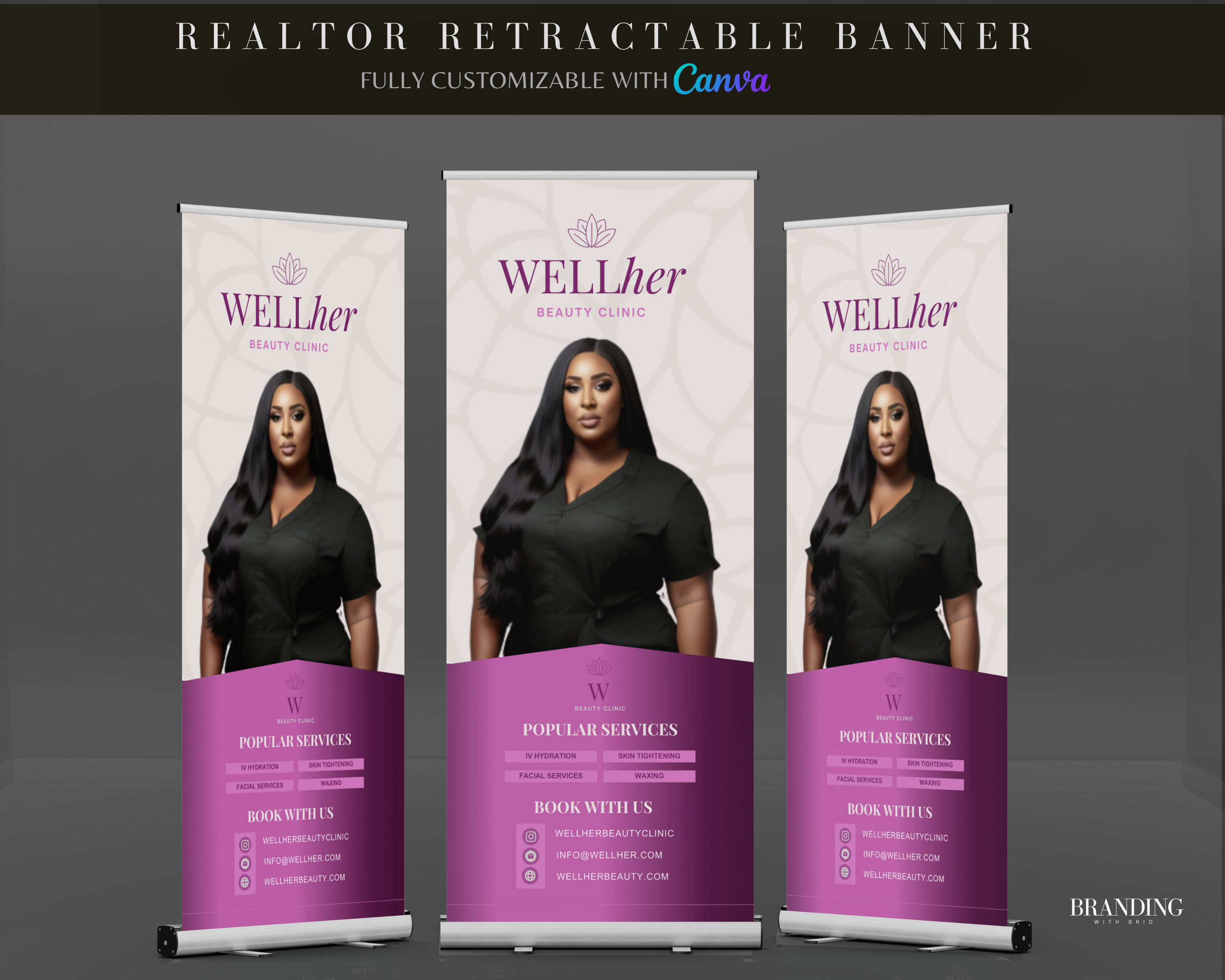 DIY Esthetician Retractable Banner Template, Medspa Roll up Banner ...
