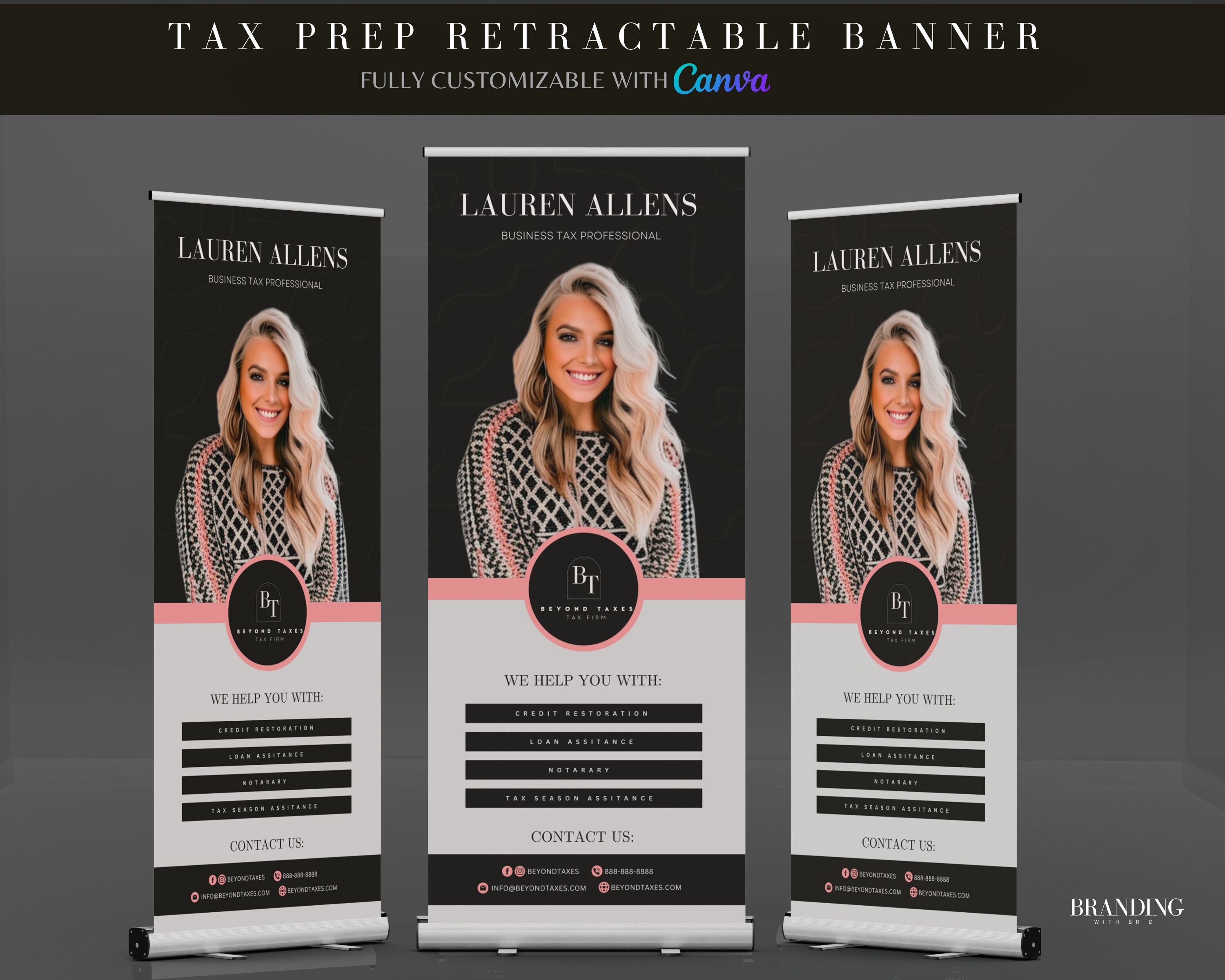 DIY Tax Prep Retractable Banner Template, Credit Repair Roll up Banner ...