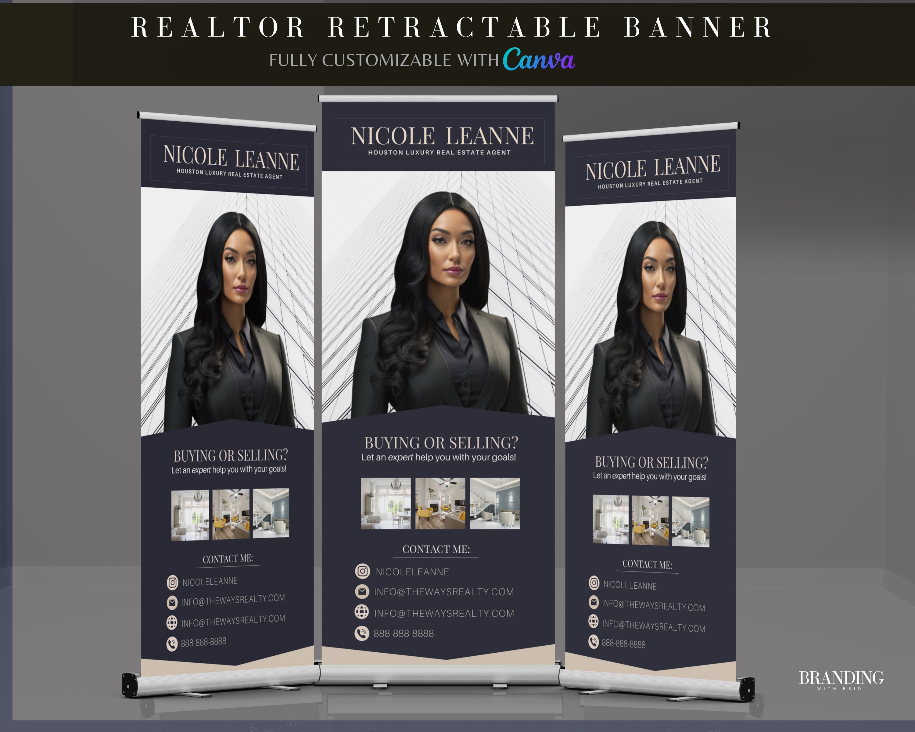 DIY Real Estate Agent Retractable Banner Template, Realtor Roll up ...